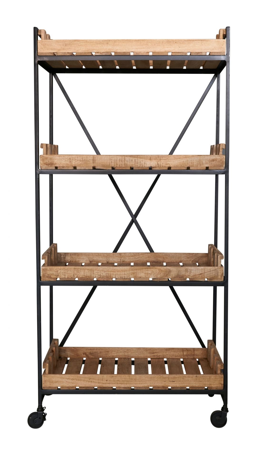 Rollregal 4er Holz Mango natur 76x39x156cm | 224607